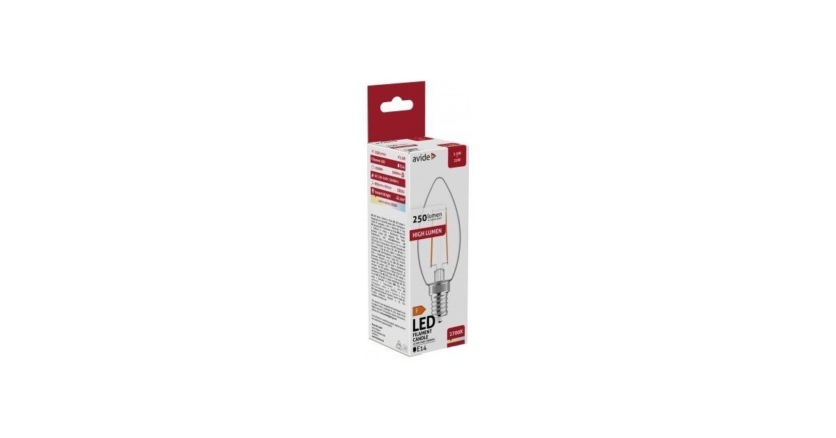 LED Filament sveca 2.5W E14 WW 2700K 250lm | Subotica.com