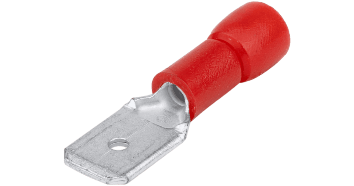 Izol. prikljucni naticni utikac mesing crvena4.8×0.8mm. 1.5m | Subotica.com